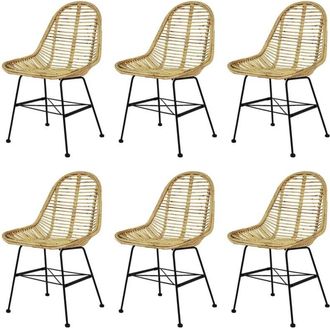 vidaXL vidaXL Chaises &agrave; manger lot de 6 rotin naturel
