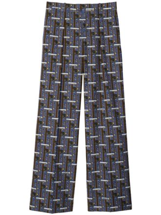 Burberry Gerade Bus Hose aus Seide - Blau