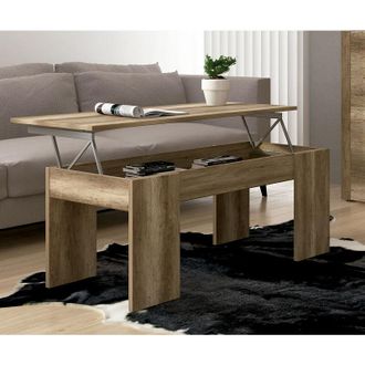 PEGANE Table de salon relevable coloris ch&ecirc;ne vieilli - Longueur 100 x profondeur 50 x hauteur 42,50 cm -PEGANE