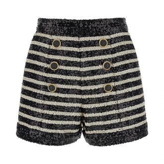 Balmain Pailletten Streifen Shorts - - Shorts - Damen - Mehrfarbig - S