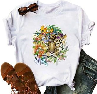 Keephen Color&eacute; Lion/Cheval/Tigre/Loup Impression 3D T-Shirt Femmes Animal Graphique Tees Casual Manches Courtes Col Rond T-Shirt &Eacute;t&eacute; Coupe L&acirc;che Tops
