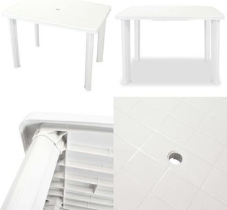 vidaXL Table de jardin Blanc 101 x 68 x 72 cm Plastique - Table De Jardin - Table Ext&eacute;rieure - Mobilier De Jardin - Table Blanche - Table Ronde - Home &