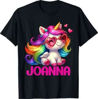 BDAZ Joanna Personalisierter Name, buntes Einhorn f&uuml;r Damen und M&auml;dchen T-Shirt