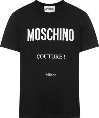 Moschino Homme, Tops, Noir, Taille: 2XL T-shirt en coton &agrave; manches courtes