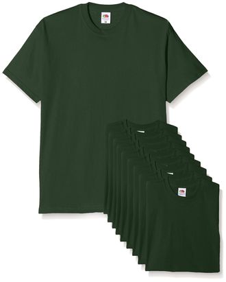 Fruit Of The Loom Herren Original T T-Shirt, Bottle Green, XXL (10er Pack)
