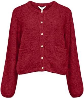 Object Knit Objsaggia Re L/S Noos Cardigan en Tricot, Rouge Karanda, XS Femme