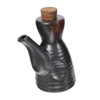 BESTONZON Japanischer Stil Keramik Sojasauce Spender Mit Holzdeckel Auslaufsicherer Gew&uuml;rzbeh&auml;lter F&uuml;r Haushalts &Ouml;l Und Essig Langlebiger Praktischer Flaschen-d