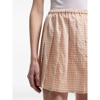 Moncler Vichy Cotton Blend Pleated Mini Skirt