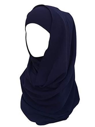 Lina & Lily Écharpe Hijab pour Femme Musulmane, Foulard Tissu Opaque et Léger en Crêpe Bubble (Bleu Marine)