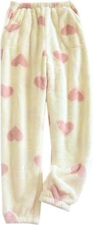 Generic Pantalon de d&eacute;tente moelleux pour femme, pantalon dhiver en polaire confortable et doux pour femme, pantalon long en polaire chaude avec joli imprim&eacute; 