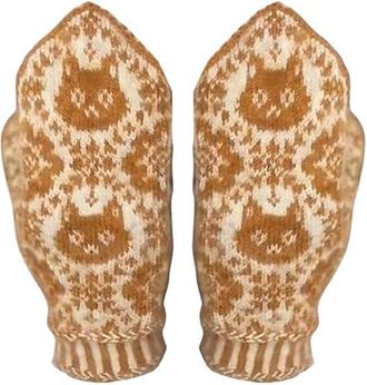 Generico Moufles pour femme avec imprim&eacute; de chat &eacute;pais pour le temps froid - Moufles dhiver - Pour activit&eacute;s de plein air et snowboard