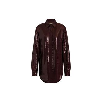 Alberta Ferretti Femme, Blouses et Chemises, Brun, Taille: 40 FR Chemise &agrave; Sequins Brillants
