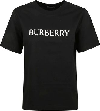 Burberry Femme, Tops, Noir, Taille: 42 FR Logo Cotton T-shirt