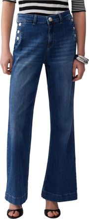 Liu Jo Femme, Jeans, Bleu, Taille: W28 Jean &Eacute;vas&eacute; Taille Haute avec Boutons