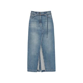 Dries Van Noten Jupe midi en denim drap&eacute; - Femme - Jupes - Bleu - Taille: 34 FR