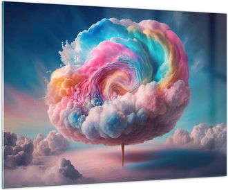 Arttor Bilder auf Glas 100x70cm Glasbild Pastell Wolken Zuckerhaltig Groß Wanddeko Bild im Glas Schlafzimmer Küche Deko Wandbilder Dekoration Wohnzimmer Mode