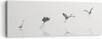 Arttor Panorama Bilder auf Leinwand Flug Vogel Reiher Leinwandbild 90x30cm Wandbilder Dekoration Wohnzimmer Schlafzimmer Küche Klein Wanddeko Bild Wand Kunst