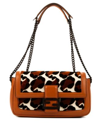 Fendi sac port&eacute; &eacute;paule Baguette Leopard - Marron
