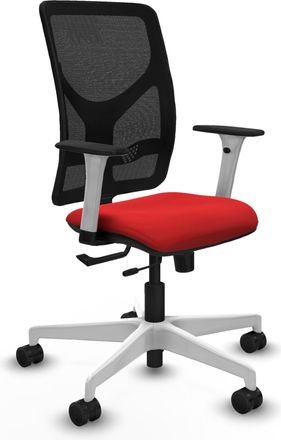 Piqueras y Crespo B&uuml;rostuhl, Rot mit wei&szlig;en und schwarzen Armlehnen, h&ouml;henverstellbare Lendenwirbelst&uuml;tze, ausgestattet mit Syncro/Traslack und Schneideschaum, Schwarz/