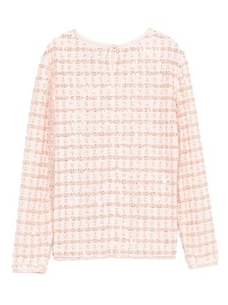 Emporio Armani Sequin-Embroidered Grid Blouse - Pink