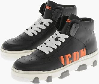 Dsquared2 ICON Leather High Sneakers BASKET with Ombre Print size 39