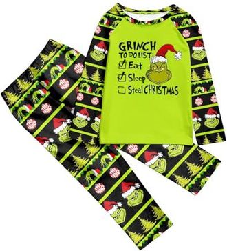 Generic Le Grinch Pyjama Noel Famille De Grinch Ensembles Garcon Coton Hiver Pull Deguisement Bebe Noël Adulte The Femme Vetement Ensemble Homme Chaud Et Doux
