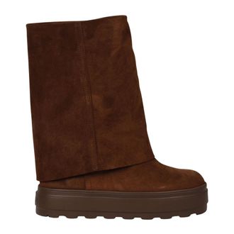 Casadei Femme, Chaussures, Brun, Taille: 38 EU Bottes en Daim R&eacute;versibles avec Talon Int&eacute;rieur