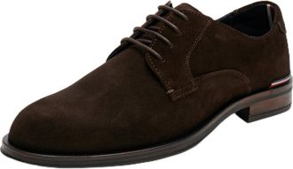 Tommy Hilfiger Herren Derby Schuhe Suede runde Spitze, Braun (Dark Coffee), 40