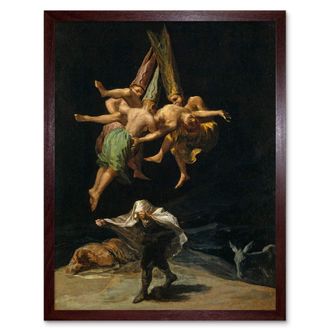 Wee Blue Coo Goya The Witches Flight Art Print Framed Poster Wall Decor Kunstdruck Poster Wand-Dekor-12X16 Zoll