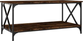 Les Tendances Table basse Ch&ecirc;ne fum&eacute; 100x50x45 Bois ding&eacute;nierie et fer