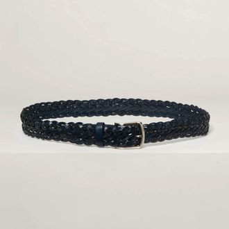 Reptiles House Nodo - Geflochtener Ledergürtel - Mitternachtsblau