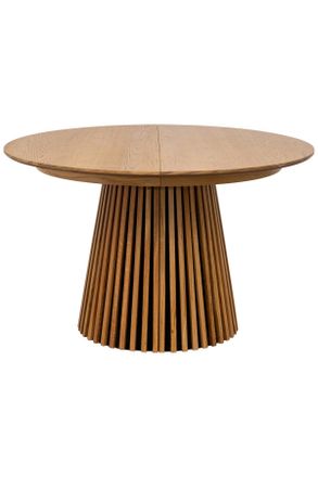 CARRYHOME Esstisch, Eiche, Holz, Eiche, furniert, massiv, rund, S&auml;ule, 120x75x120 cm, ausziehbar, Esszimmer, Tische, Esstische, Esstische ausziehbar