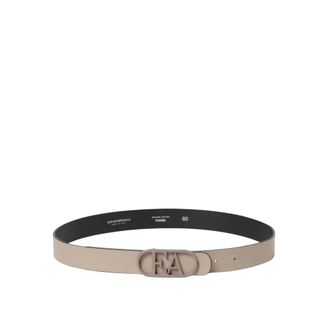 Emporio Armani Femme, Accessoires, Beige, Taille: ONE Size Ceinture en Cuir Gris avec Boucle Logo