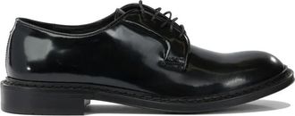 Rolando Sturlini Polished Leather Lace-Up Shoes With Classic Design - Gr. 41,5 (EU) - in Schwarz
