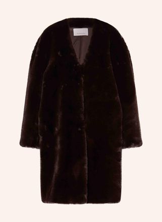 Frankie Shop Kunstfell-Mantel Matera braun