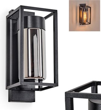 HOFSTEIN Au&szlig;enwandleuchte Boucinho, Au&szlig;enleuchte aus Metall/Glas in Schwarz/Rauchfarben, Wechselglas in Klar, moderne Wandlampe f&uuml;r Terrasse/Hof/Eingangsbereic