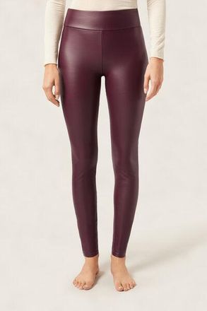 Calzedonia Thermohose In Lederoptik Bordeaux