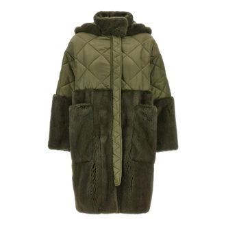 BLANCHA Nylon Diamond-Visone Langer Daunenjacke - - Jackets - Damen - Gr&uuml;n - XS