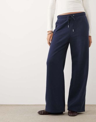 Abercrombie & Fitch High-Rise-Hose mit weitem Bein in Marineblau
