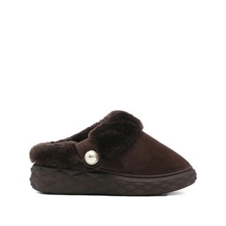 Jimmy Choo London Braune Lammfell Schaffellbesatz Faux-Perlen Schuhe - - Shoes - Damen - Braun - 37 EU