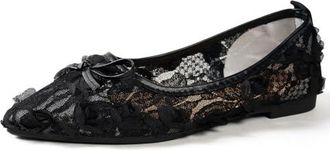 Generic Ballerines plates &agrave; bout pointu pour femme en maille avec semelle souple l&eacute;g&egrave;re et confortable pour les f&ecirc;tes, Noir, 40.5 EU
