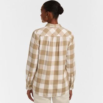 Lands End Boyfriend-Bluse aus Flanell, Damen, Gr&ouml;&szlig;e:36-38 regular, Beige, Baumwolle, by Lands End