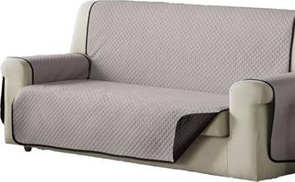 Estoralis | AVA | Sofabezug im modernen Design | Wende-Steppstoff | Farbe - Beige/Blaun | Für 2-Sitzer-Sofa| Stoffgröße 110 x 220 cm(Breite x Höhe) Schutz für a