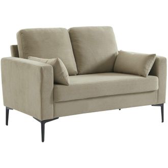 Sweeek 2-Sitzer-Sofa, mit Cordbezug und Metallf&uuml;&szlig;en, Cord, Greige