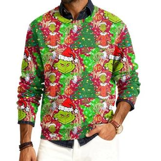 Generic Le Grinch Pull De Noel Homme Drole Sweatshirts Ugly Deguisement zippé Christmas Famille 2025 Pulls The Sweats Enfant Noel Sweat Adulte Vetement Pyjama
