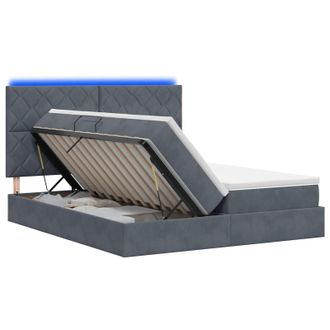 vidaXL Letto Con Contenitore Led E Materasso Grigio Scuro 180 X 200 Cm Vidaxl