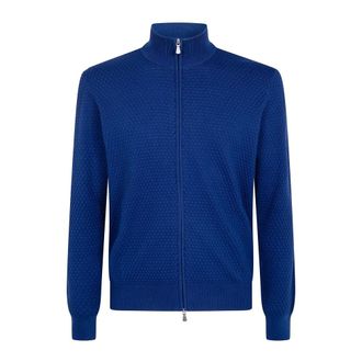 Gran Sasso Rei&szlig;verschluss-Strickjacke mit Struktur - - Knitwear - Herren - Blau - S