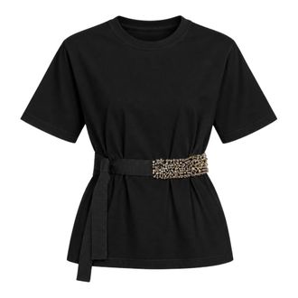 Liviana Conti Alida T-Shirt mit G&uuml;rtel - - Tops - Damen - Schwarzk - S
