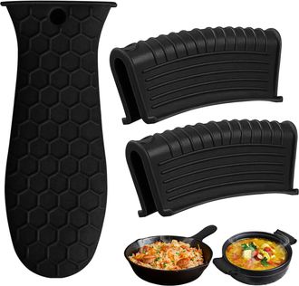 Generic Upgrade Set mit 3 Silikon-Griffhaltern, Gusseisen-Bratpfannengriffabdeckung, Topfh&uuml;lse, Griff, hitzebest&auml;ndig, Kochgeschirr f&uuml;r Gusseisen-Bratpfannen,