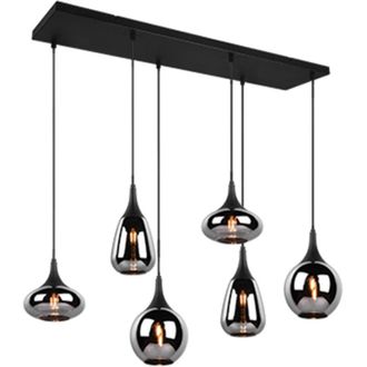 Trio Leuchten Suspension 6xe14 max 40w verre chrome corps noir mat - trio - lumina 65548350 65548350 65548350 65548350 65548350 65548350 65548350